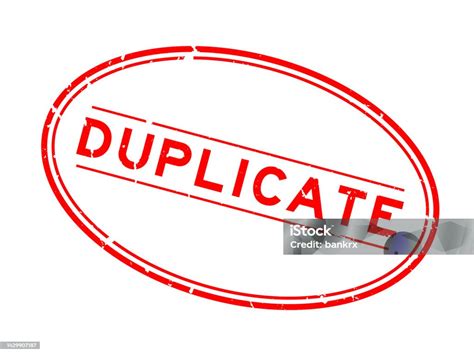 Grunge Red Duplicate Word Oval Rubber Seal Stamp On White Background