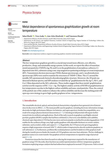 Metal Dependence Of Spontaneous Graphitization Growth At Room Temperature Request Pdf