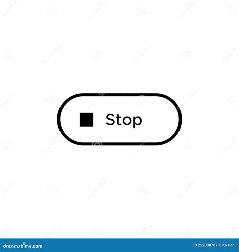 Stop Button Icon Vector In Rectangle Line Button Stock Vector