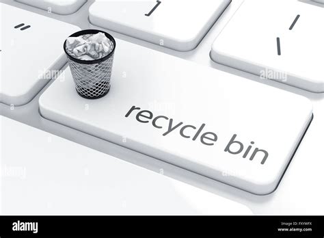 computer keyboard white button with trash can recycle bin concept 3d