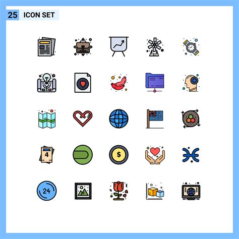 Mobile Interface Filled Line Flat Color Set Of 25 Pictograms Of Active Learning Time Performance