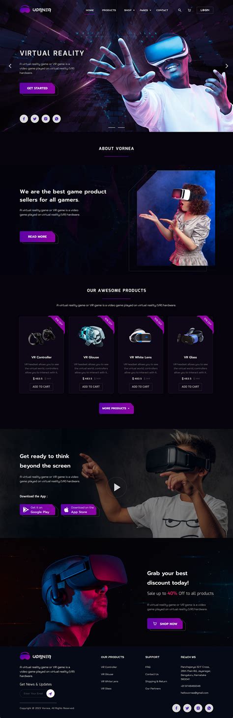VR Games Product Selling Website UI DESIGN On Behance