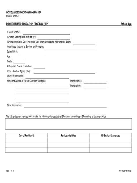Individualized Education Program Iep Form Fill Online Printable