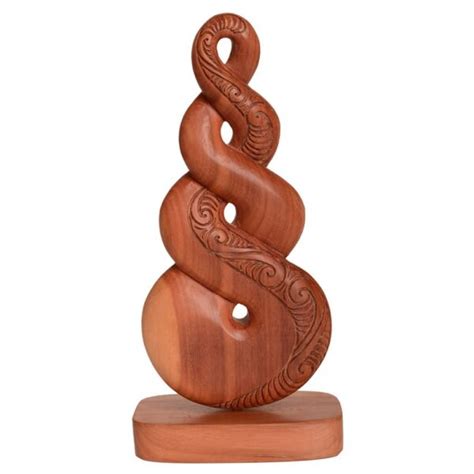 Wooden Maori Design Triple Twist On Base Tware And Engravers