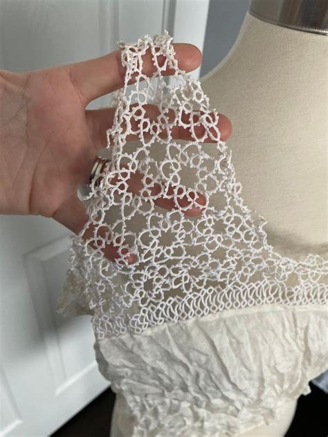 Antique 1900s White Sheer Chemise Blouse With Crochet Gem
