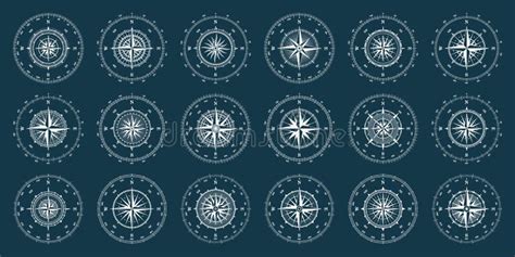Vintage Marine Wind Rose Nautical Chart Monochrome Navigational