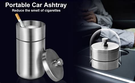 Cgaplus Car Ashtray With Lid Smell Proof Stainless Steel