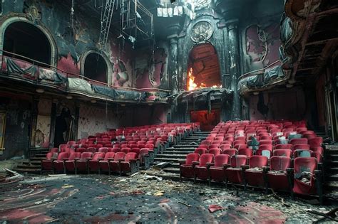Premium Photo Abandoned Theater With Rows Of Seats And A Broken Stage