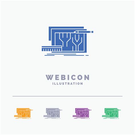 Architecture Blueprint Circuit Design Engineering Color Glyph Web Icon Template Isolated