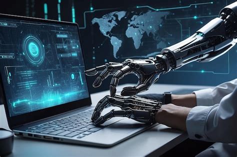 Premium Photo Business Man Computer Hand Close Up Futuristic Cyber