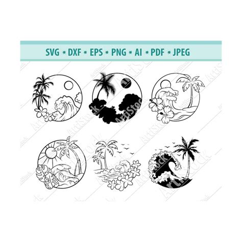 Hawaiian Border Svg Tropical Frame Svg Hibiscus Svg Circl Inspire