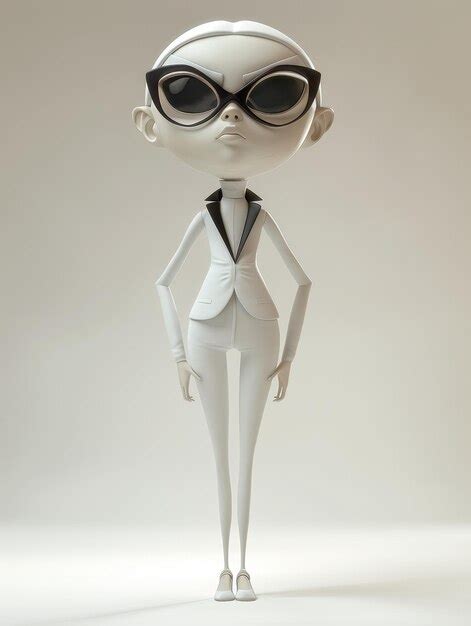 Stylized 3d Render Of A Woman In A White Suit Premium Ai Generated Image