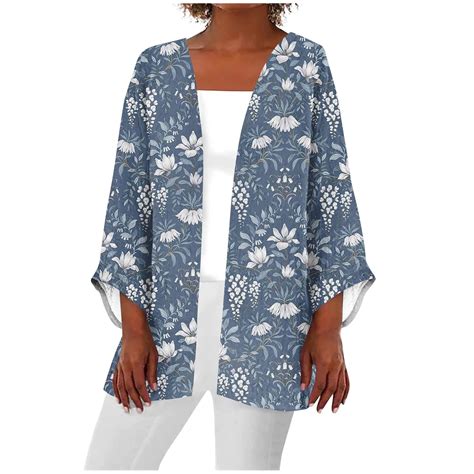 Hkibbfh Plus Size Kimono And Dusters 34 Sleeve Black Cardigan For