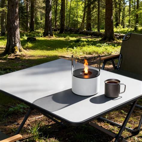 Cheminée De Table Blanc Sans Fumée Inodore Acier Inoxydable Mini