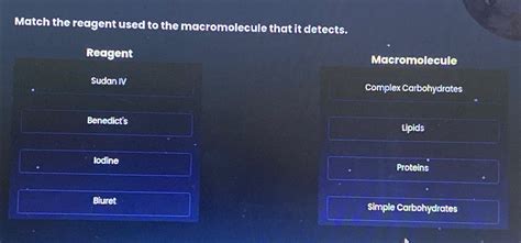 Solved Match The Reagent Used To The Macromolecule That It
