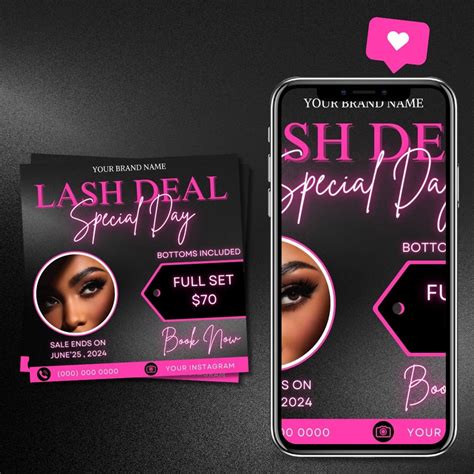 Lash Deal Flyer Lash Special Flyer Esthetician Lash Tech Flyer