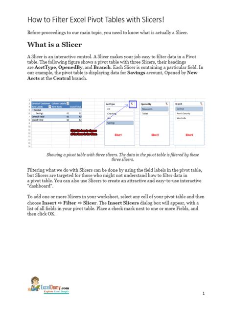 17 How To Filter Excel Pivot Tables With Slicers Pdf Microsoft