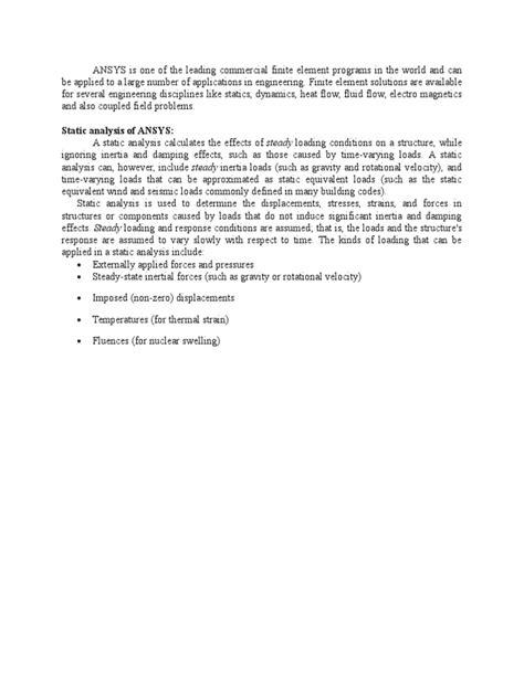 static dynamic thermal analysis ansys pdf normal mode thermal