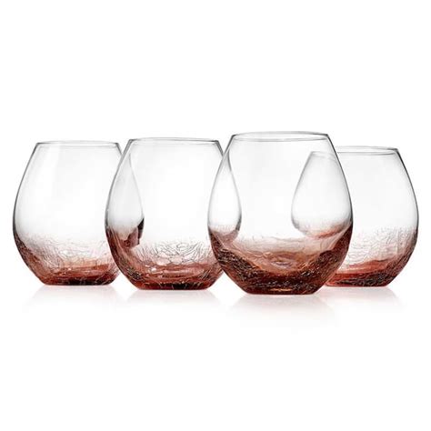 Nutrichef 19 Oz Crystal Stemless Wine Glasses Set Set Of 4 Nglwn38