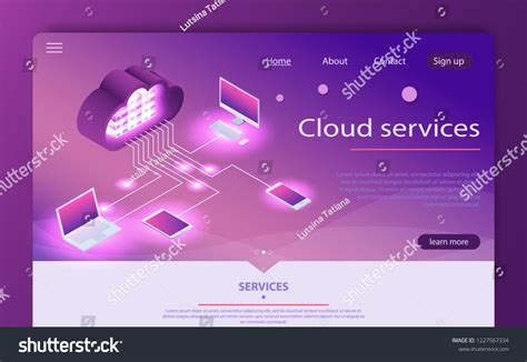 Isometric Cloud Computing Services Concept Concepts Stock Vector Royalty Free 1227567334