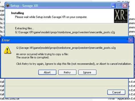 an error occurred with savage xr while copying file