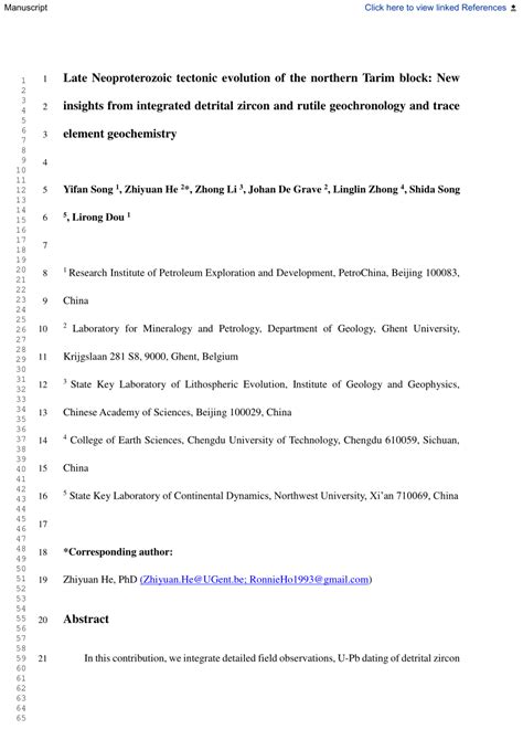 Pdf Late Neoproterozoic Tectonic Evolution Of The Northern Tarim