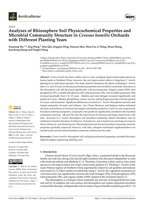 Pdf Analyses Of Rhizosphere Soil Physicochemical Properties And
