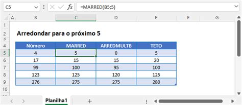 Arredondar Arredondar Para Cima Ou Arredondar Para Baixo Para O 5 Ou 05 Mais Próximo Excel E