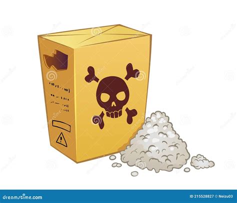 Vector Cartoon Yellow Poison Box With Powder Stock Vector