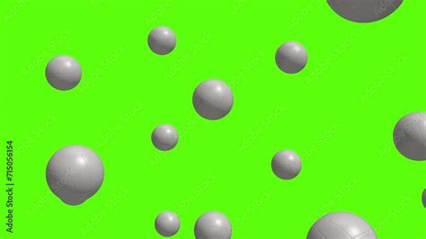 Volleyball Balls Background Falling White Volleyball Balls Over Green