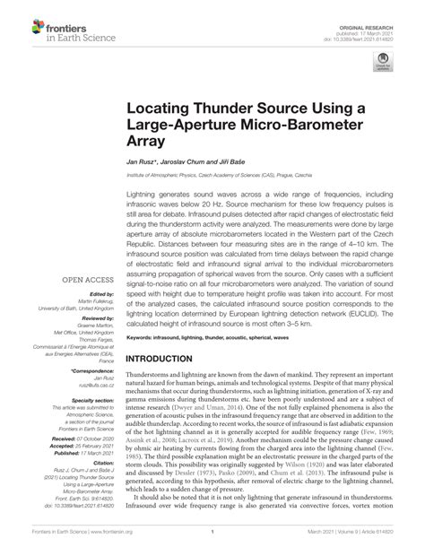 Pdf Locating Thunder Source Using A Large Aperture Micro Barometer Array