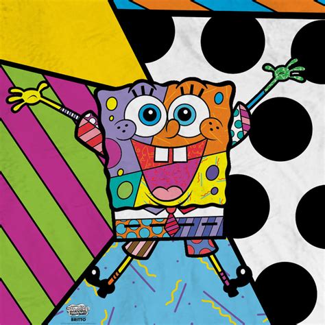 Spongebob Squarepants Britto Rainbow Sherpa Blanket Spongebob Squarepants Shop