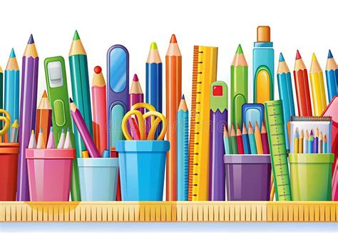 Backtoschool Seamless Border Vibrant Cartoon School Supplies For