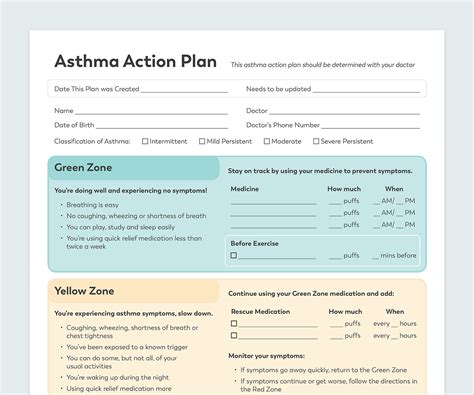 Printable Asthma Action Plan Free Planner Printables