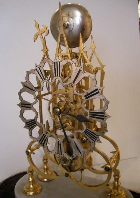 Victorian Skeleton Clock Under Glass Dome