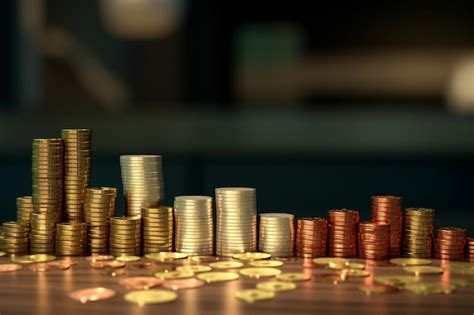 Banking System Visualized Coins Stack On Percentage Model Representing