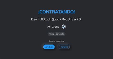 Dev Fullstack Java Reactssr Sr En Ayi Group Torre