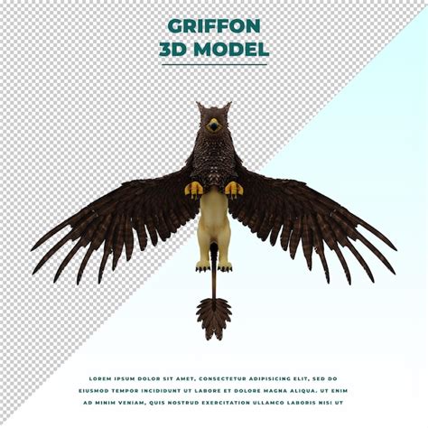 Грифон или гриффон легендарное существо с телом льва головой и крыльями орла Премиум Psd Файл