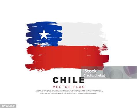 チリの国旗青白赤のブラシストローク手描き白い背景に分離されたベクターイラストレーション チリ共和国のベクターアート素材や画像を多数ご用意