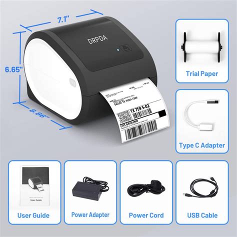 Drpda Bluetooth Thermal Printer A6 Barcode Shipping Label Consignment