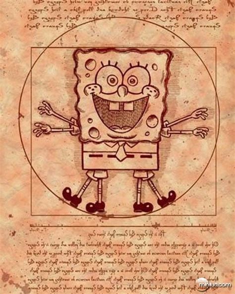 Vitruvian Sponge Art Parody Spongebob Drawings Spongebob