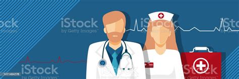 의학 및 건강 관리의 개념 의료 용품과 화려한 추상적 인 배경에 의료진의 그룹 웹 응용 프로그램 프리젠 테이션 인쇄를위한 평면 스타일의 창조적 인 의료 일러스트레이션