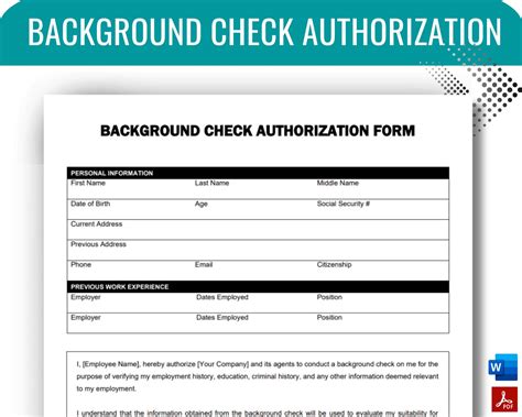 Background Check Authorization Form Employee Consent Form Employee