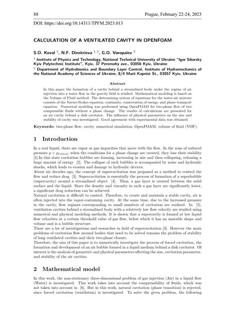 Pdf Calculation Of A Ventilated Cavity In Openfoam