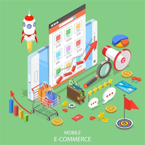 Mobile Advertising Flat Isometric Vector Concept Stock Vector
