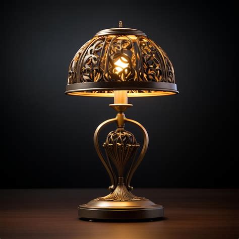 Premium Photo Photo Table Lamp Hemisphereshaped Frame Light Metal