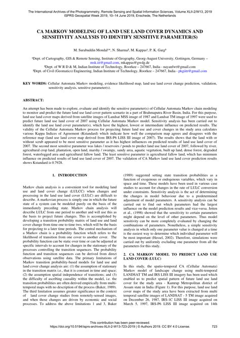 Pdf Ca Markov Modeling Of Land Use Land Cover Dynamics And