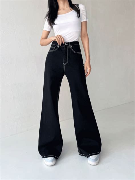 [~3xl 이염x 체형보정] 맥시 와이드 하이웨스트 부츠컷 데님 팬츠 에이블리
