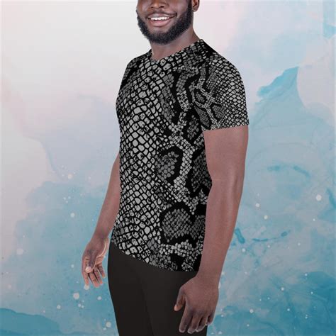 Black Snake Skin Print Mens Athletic Tee Shirt Etsy