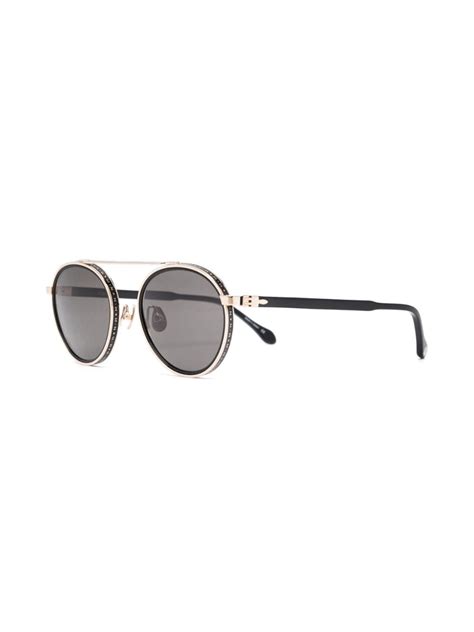Matsuda Double Bridge Round Frame Sunglasses Black Farfetch Uk